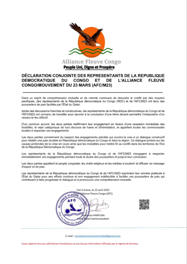 Accord historique à Doha : vers une paix durable entre la RDC et le M23 ? - Journal de Kinshasa
